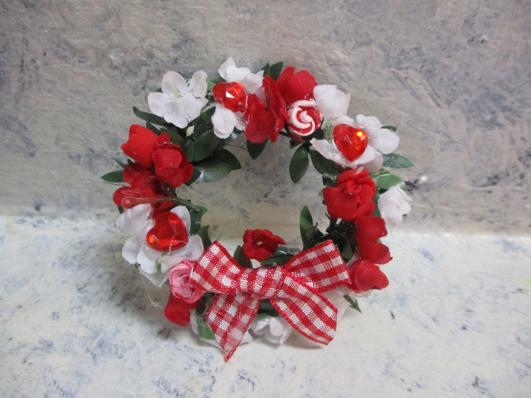 2" Miniature Doll/dollhouse /diorama Gingham Bow and Heart Valentine ...