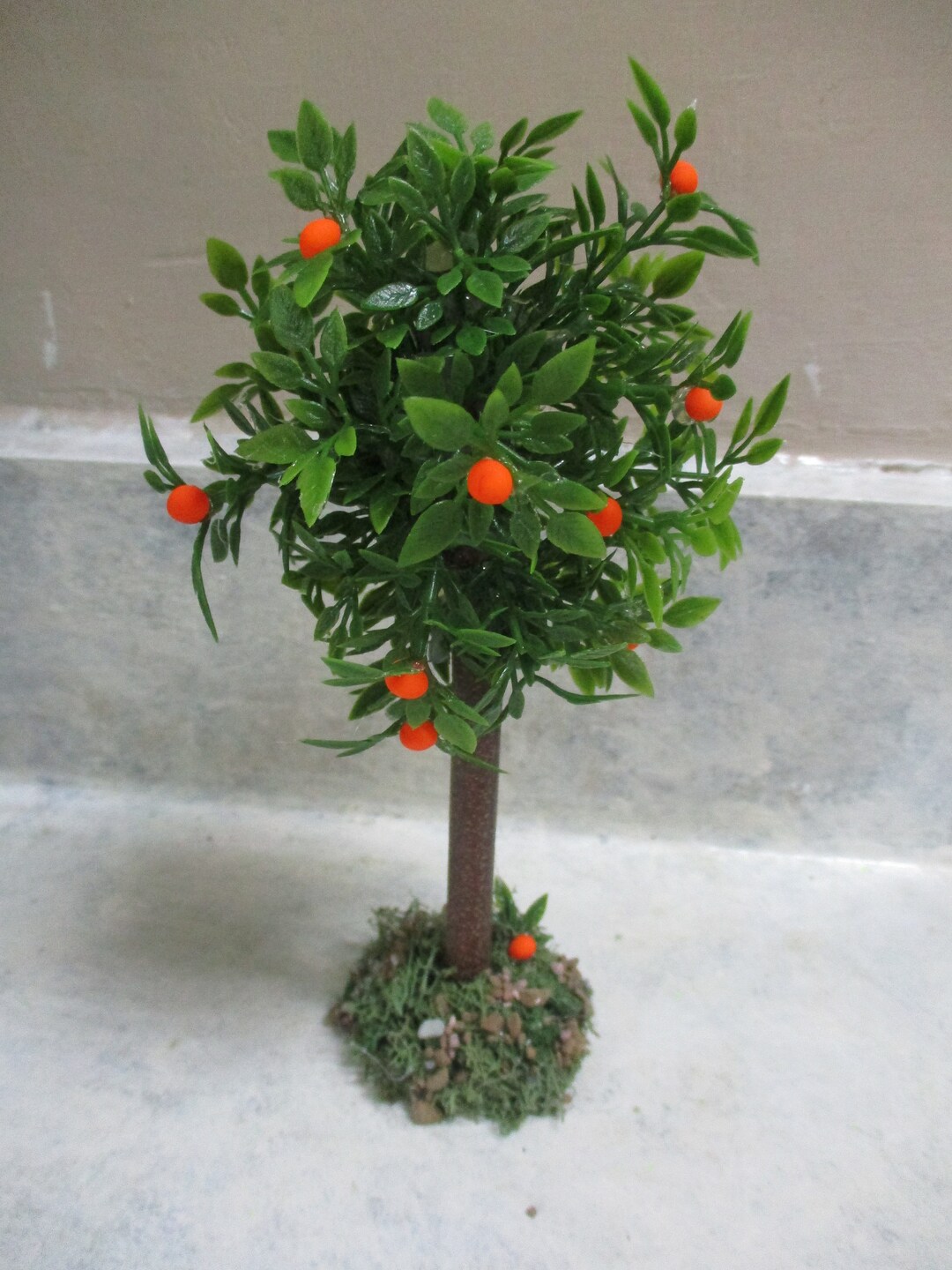 Miniature 6"h Orange Tree on a Wooden Base/polymer Oranges/real Wood ...