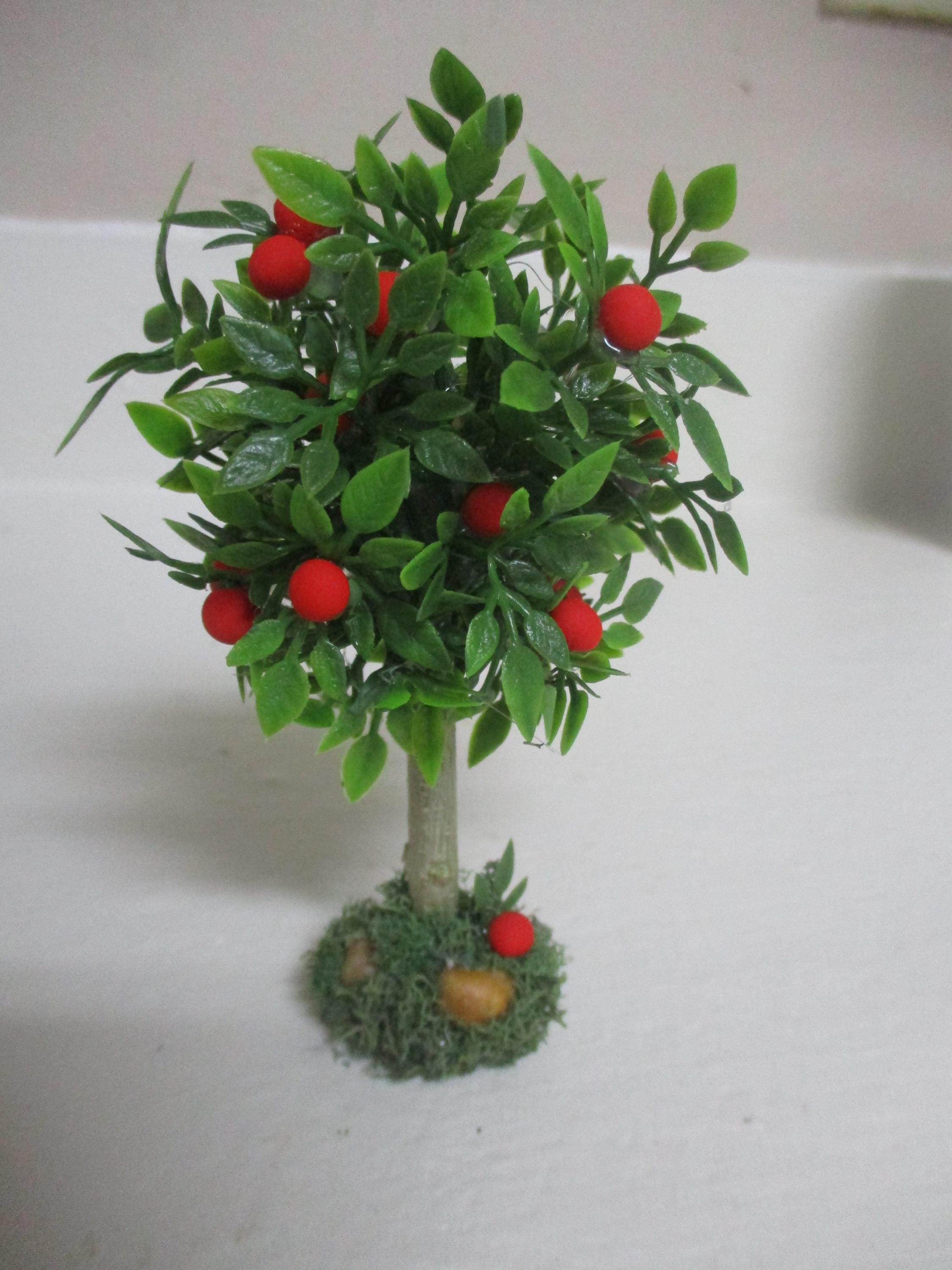 Miniature Doll/dollhouse/diorama 4"h APPLE Tree/polymer Apples/real ...