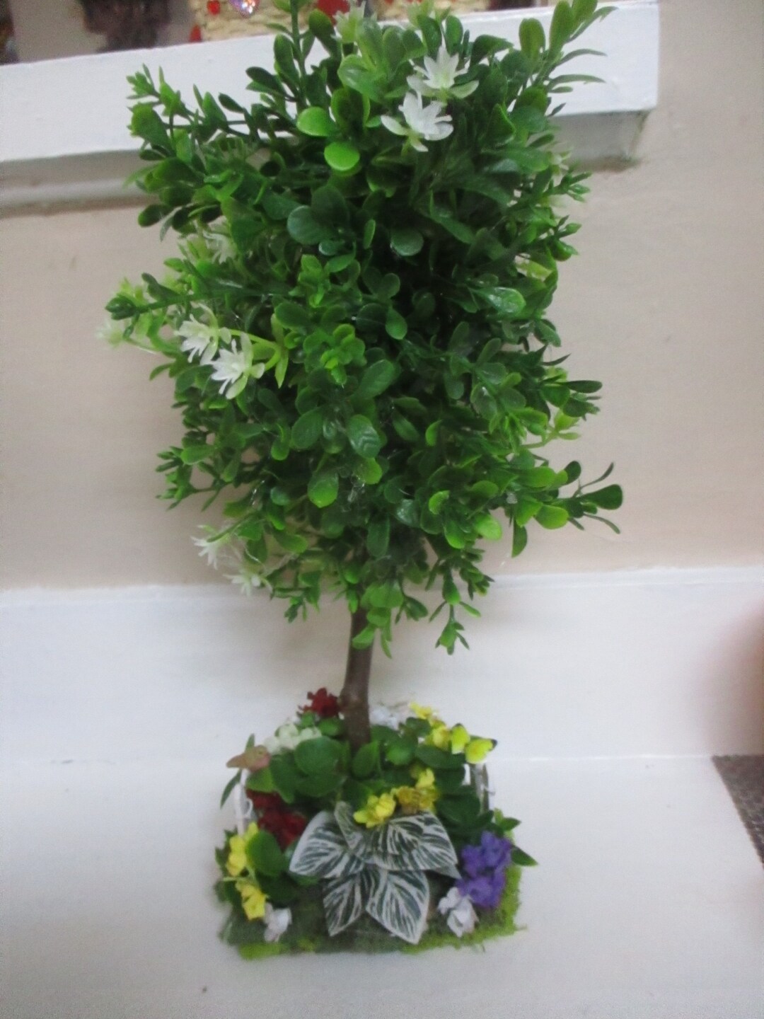 Miniature 12"h Doll/dollhouse Tree/fencing/butterflies/weathered Wood ...