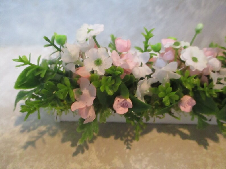 5"w Miniature Doll/dollhouse Window Box Polymer Pink Roses/silk Pink ...