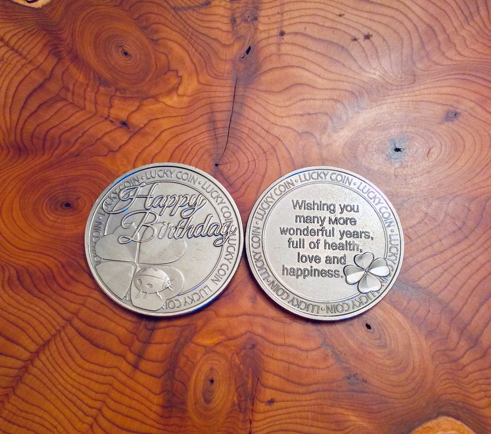 Happy birthday lucky coin silver coin happy birthday good | Etsy
