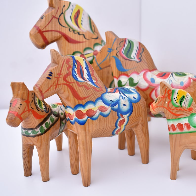 Vintage Hand-carved Dala Horse: Swedish Folk Art Figurine - Etsy
