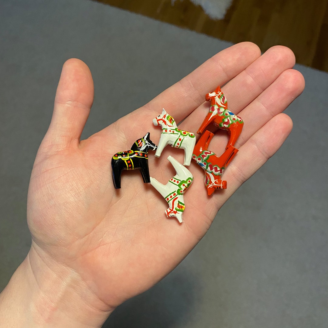 Miniature Hand-painted Dala Horse: Swedish Folk Art Figurine, Size 3cm ...