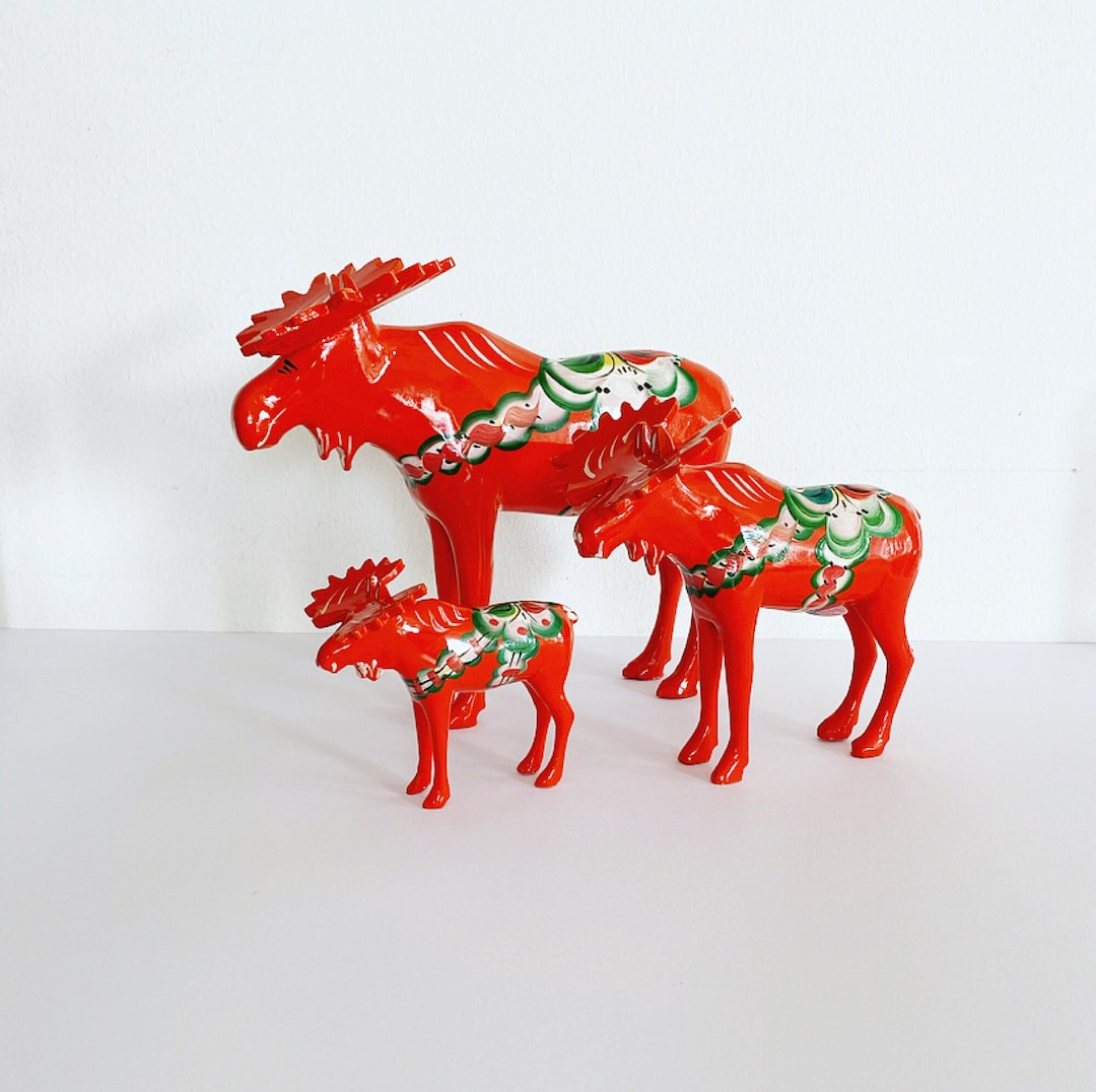 Handmade Red Dala Moose: Swedish Folk Art Decor - Etsy