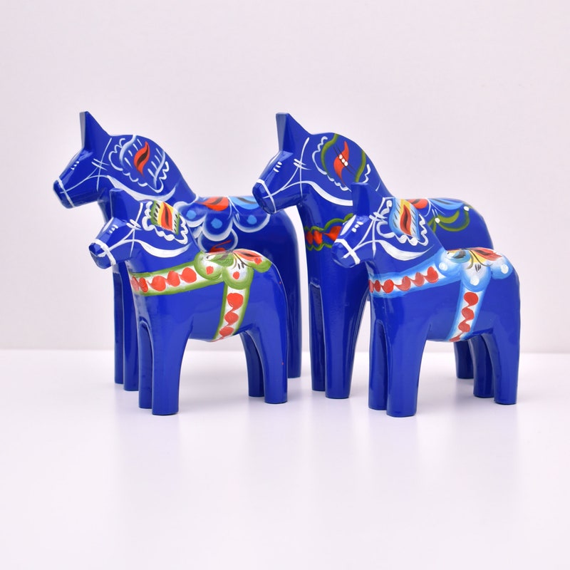 Blue Dala Horse - Etsy