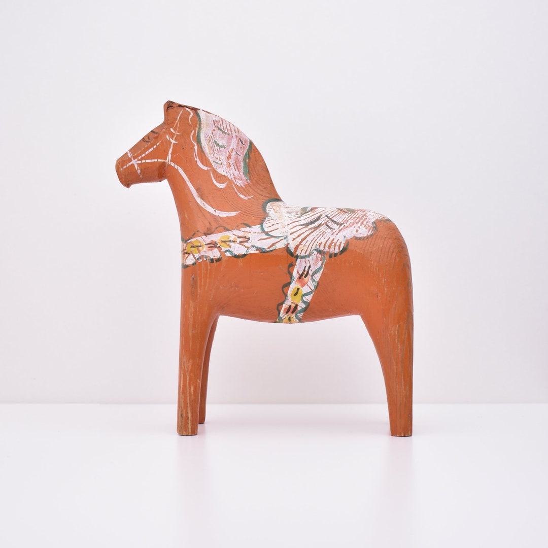 Vintage Hand-painted Dala Horse Figurine: Swedish Folk Art Decor - Etsy