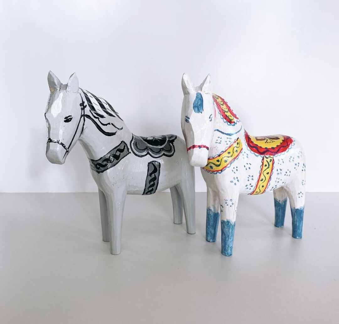 Handmade Viborg Dala Horse, Swedish Folk Art Figurine - Etsy UK