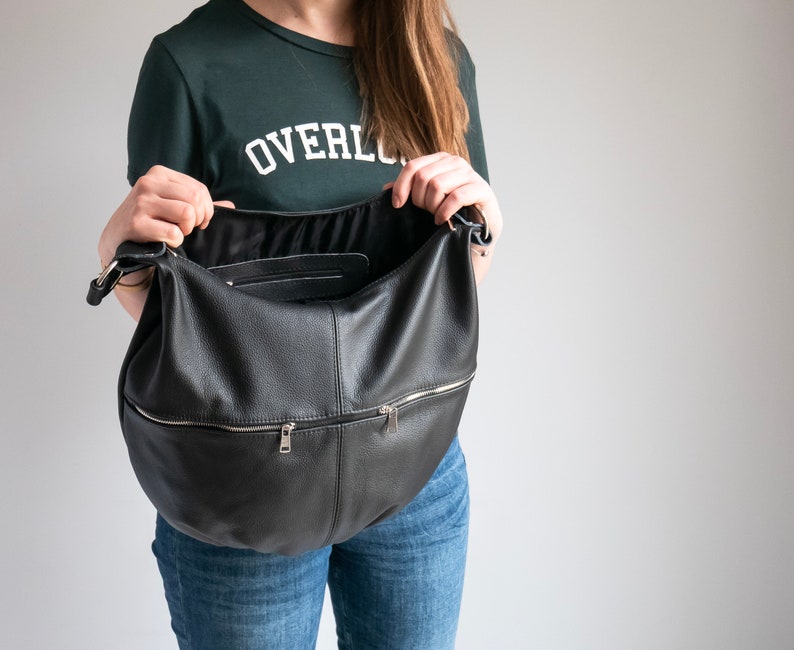 Black LEATHER HOBO Bag, Shoulder Bag, Cross Body Handbag, Hobo Leather ...