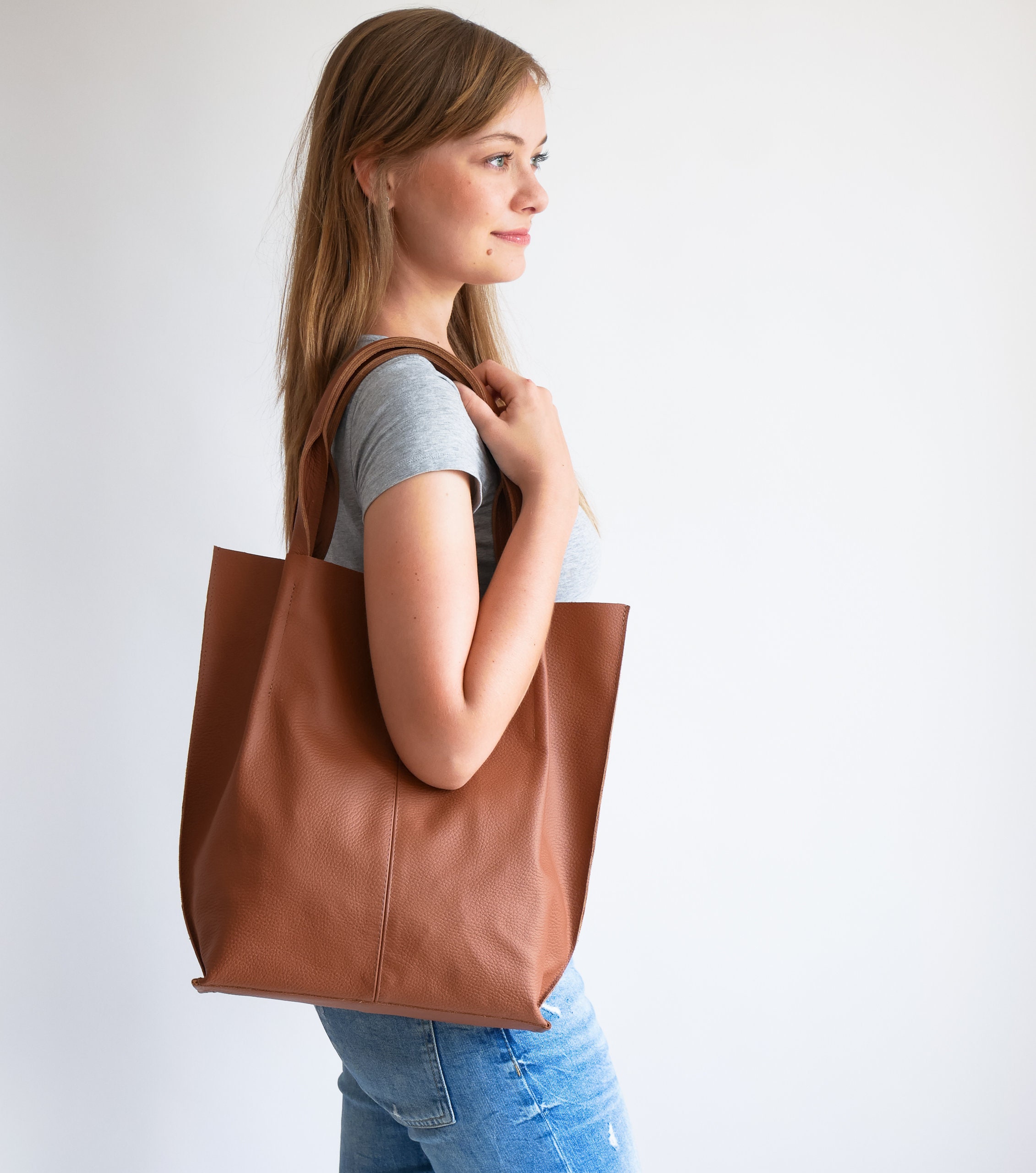 Leather Shopper Bag Leather Tote Bag Large Handbag Large | Etsy