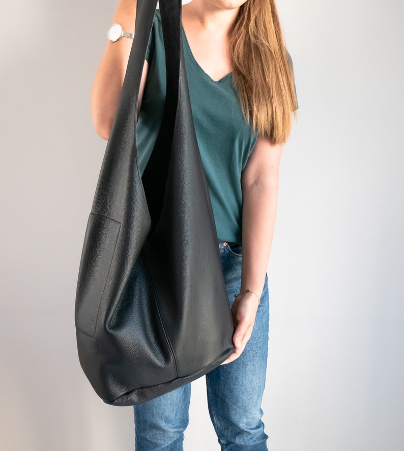Black BOHO Bag Leather HIPPIE Bag Womens Hobo Bag Black - Etsy