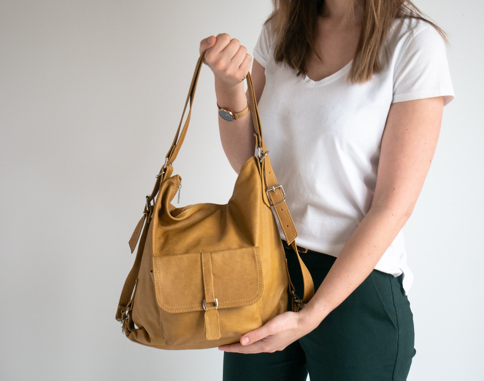 Leather Backpack Backpack Purse Mustard Leather Rucksack - Etsy