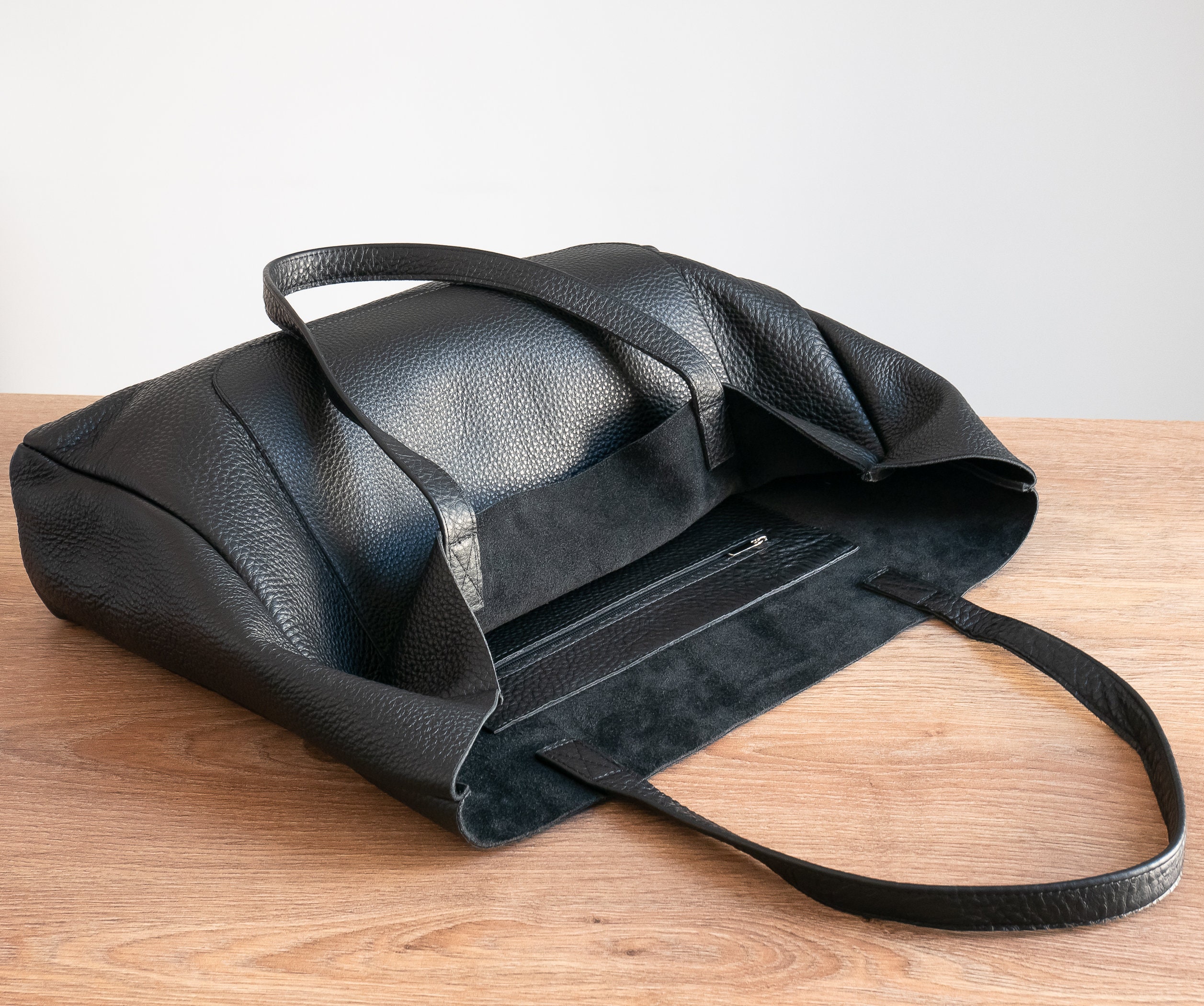 LARGE Tote Bag BLACK OVERSIZE Shopper Bag Leather Shopper - Etsy