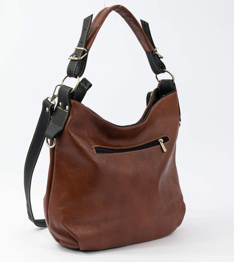 Cognac LEATHER SHOULDER Bag, Leather Purse, Brown HOBO Bag, Women's ...