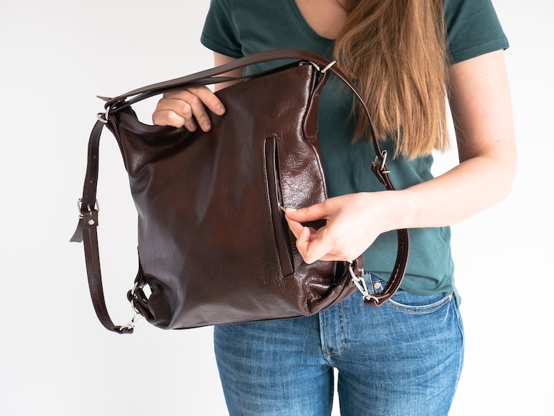 CONVERTIBLE Leather Backpack Backpack Purse Leather | Etsy