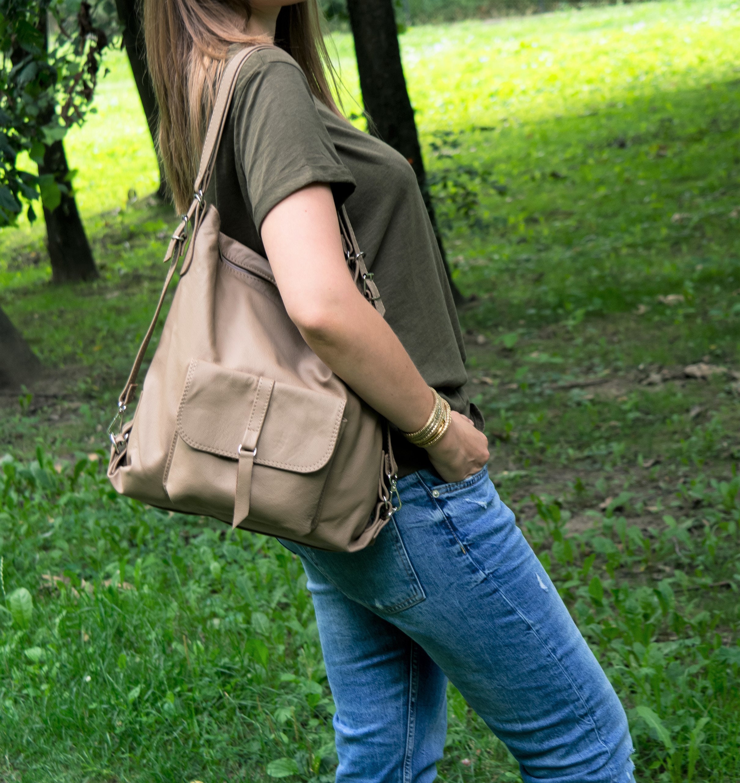 Leather Rucksack Leather Backpack Purse Leather Tote Bag | Etsy