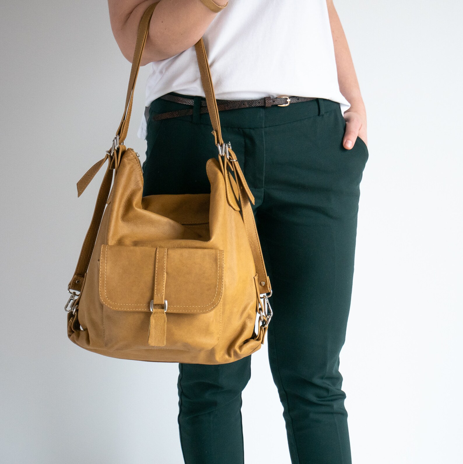 Leather Backpack Backpack Purse Mustard Leather Rucksack - Etsy