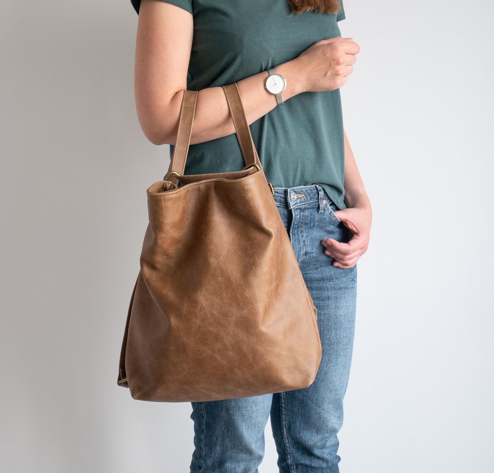 Light BROWN CONVERTIBLE Backpack Antiqued BACKPACK Purse | Etsy