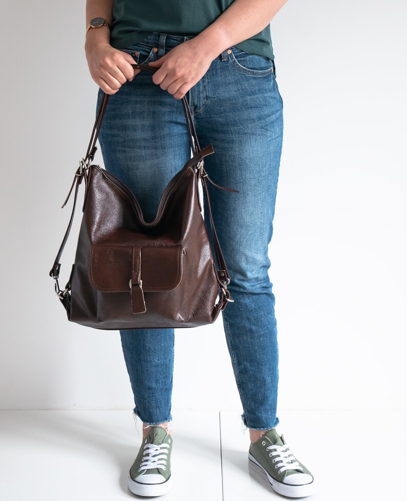 CONVERTIBLE Leather Backpack Backpack Purse Leather | Etsy