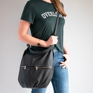 Black LEATHER HOBO Bag, Shoulder Bag, Cross Body Handbag, Black Hobo ...