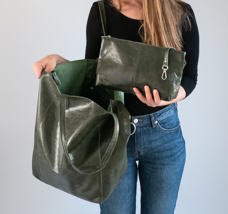 Dark GREEN OVERSIZE SHOPPER Bag - Large Tote - Big Tote Bag - Shopping ...
