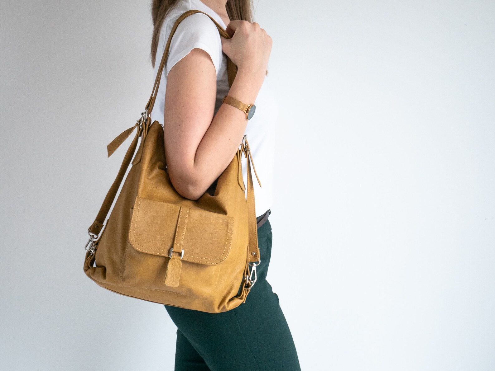 Leather Backpack Backpack Purse Mustard Leather Rucksack - Etsy