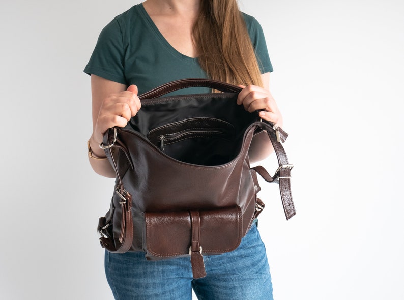 CONVERTIBLE Leather Backpack Backpack Purse Leather | Etsy