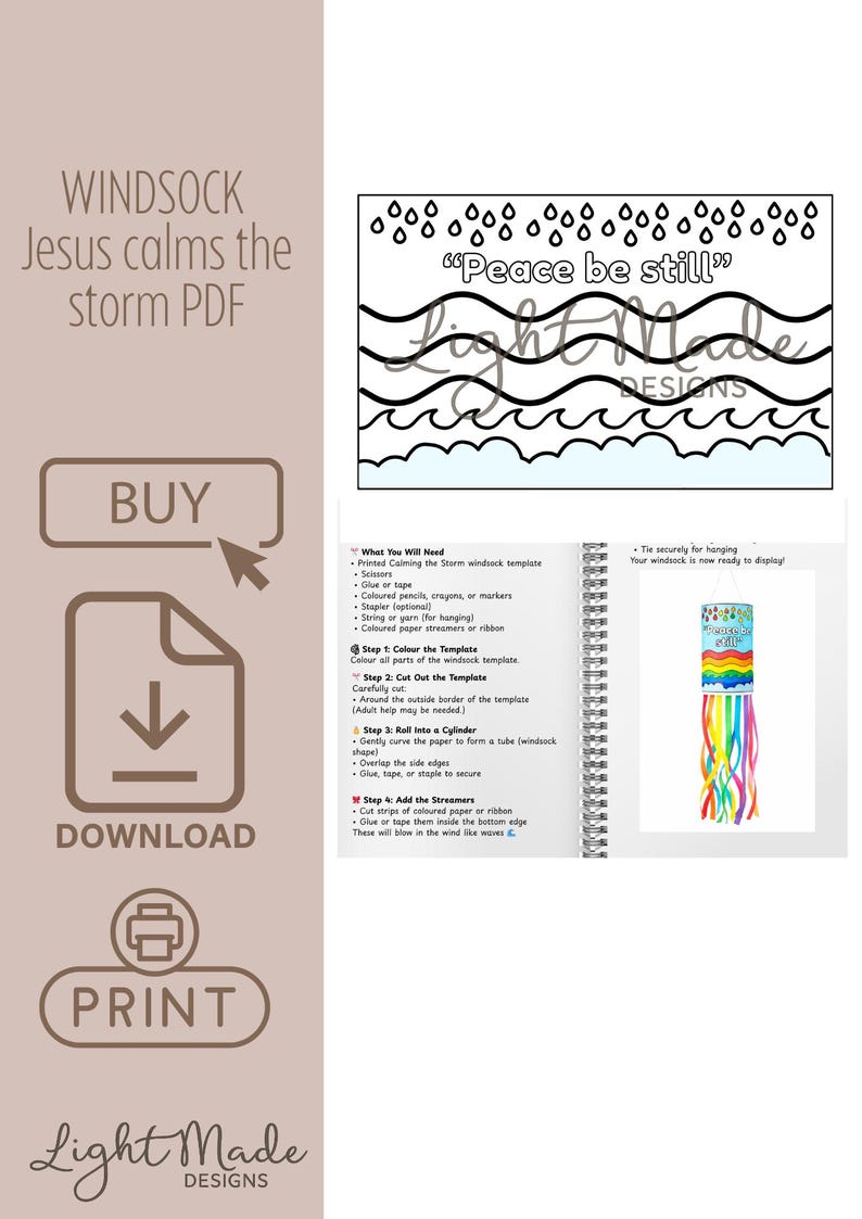 Jesus Calms the Storm Windsock Craft | Sunday School Printable (PDF ...