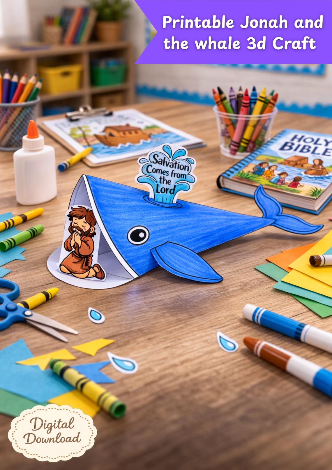 Jonah & the Whale Craft Printable | Sunday School Activity (PDF ...