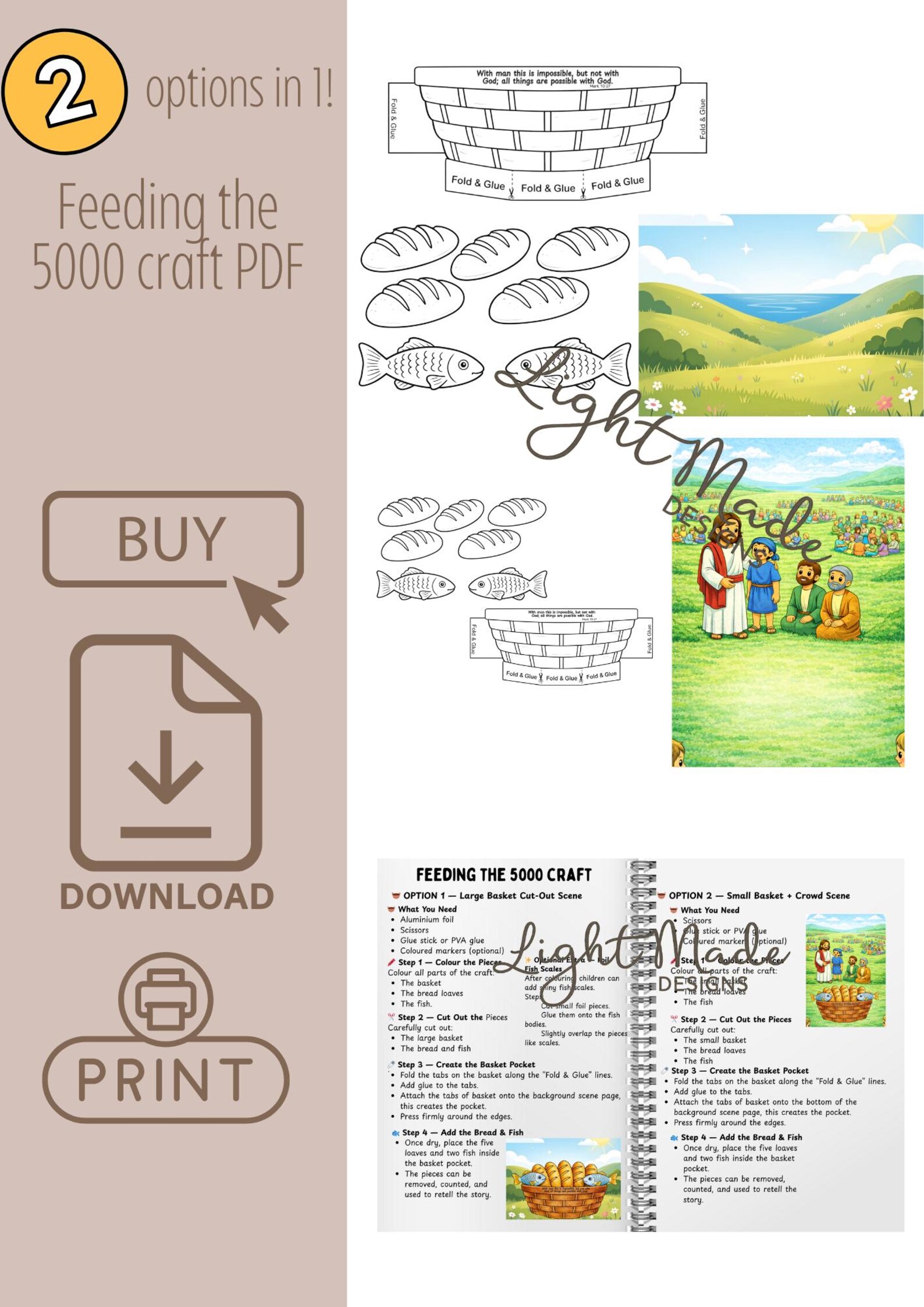 Feeding the 5000 Craft Printable | Bible Lesson, Sunday School (PDF ...