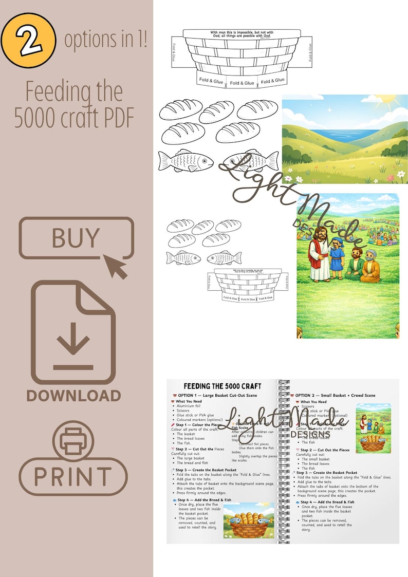 Feeding the 5000 Craft Printable | Bible Lesson, Sunday School (PDF ...