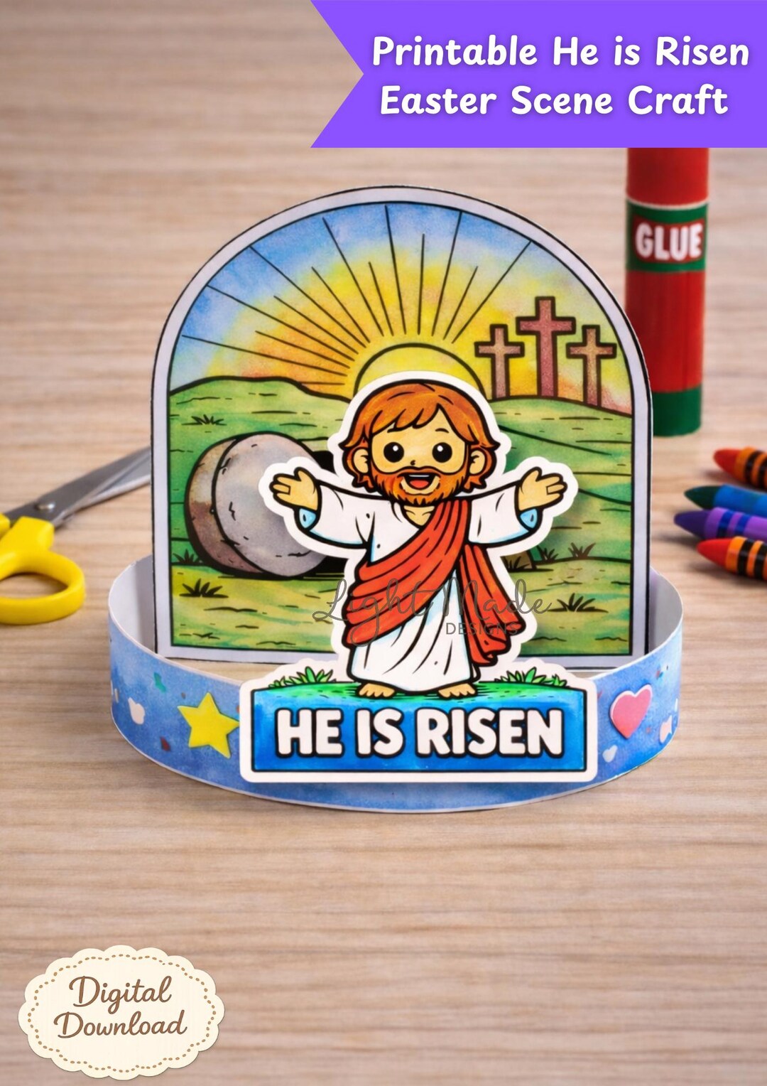 He is Risen Easter Tomb Craft | Bible Resurrection Scene (digital ...