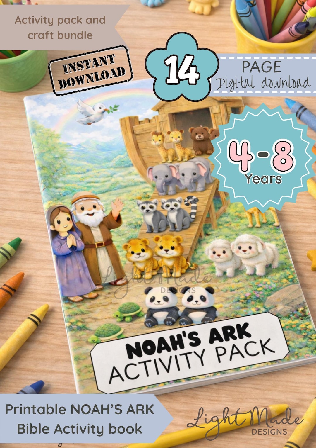 Noah’s Ark Activity Pack for Kids | Sunday School Bible Worksheets ...