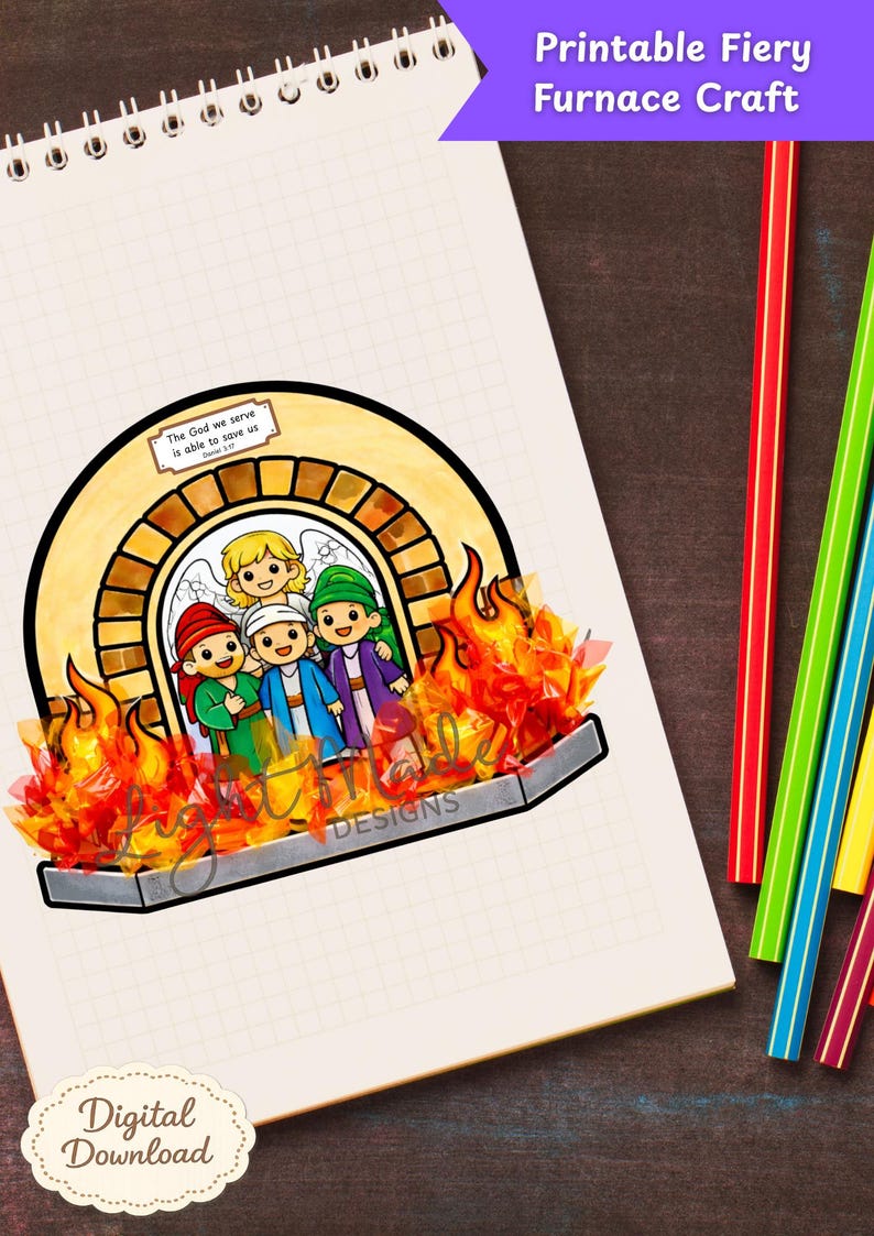 Fiery Furnace Craft | Shadrach Meshach Abednego Bible Story (digital ...
