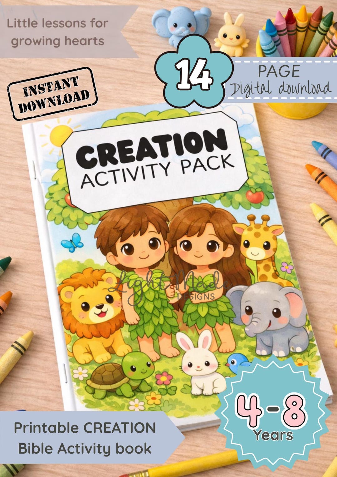 Creation Activity Pack for Kids | Sunday School Bible Worksheets | Days ...