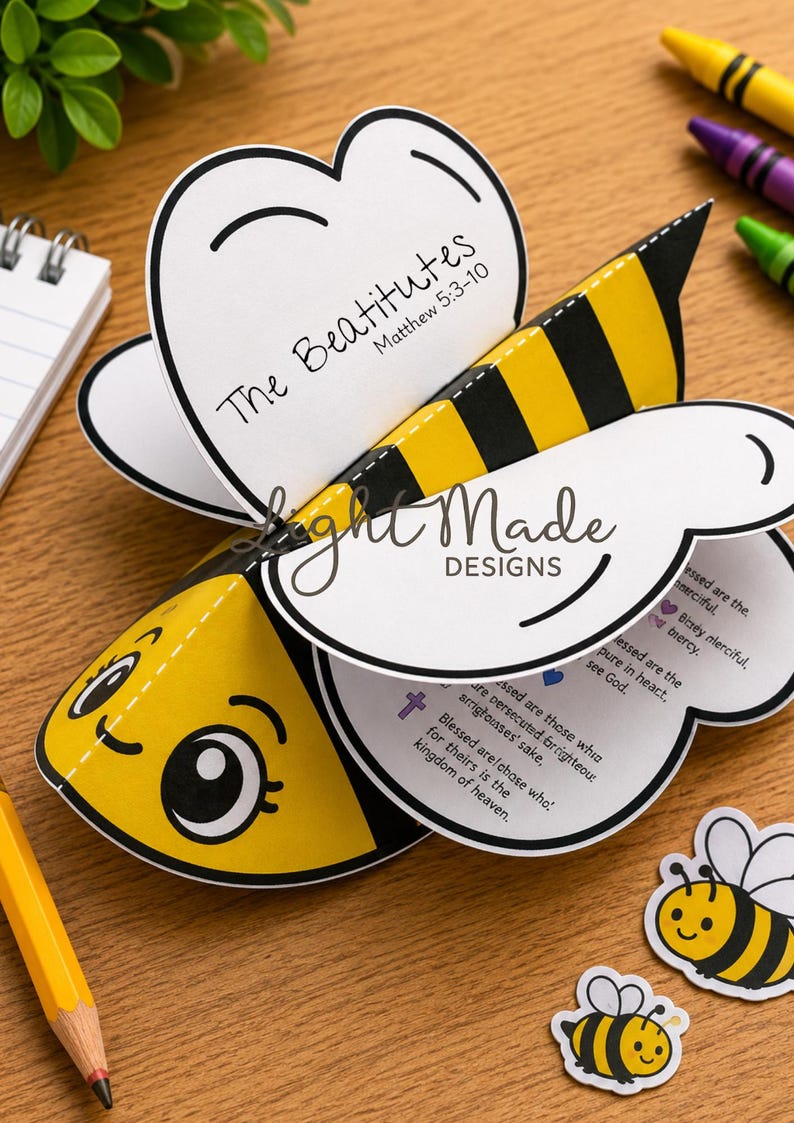Beatitudes Bee Craft | Matthew 5:3-10 Kids Activity (digital Download ...