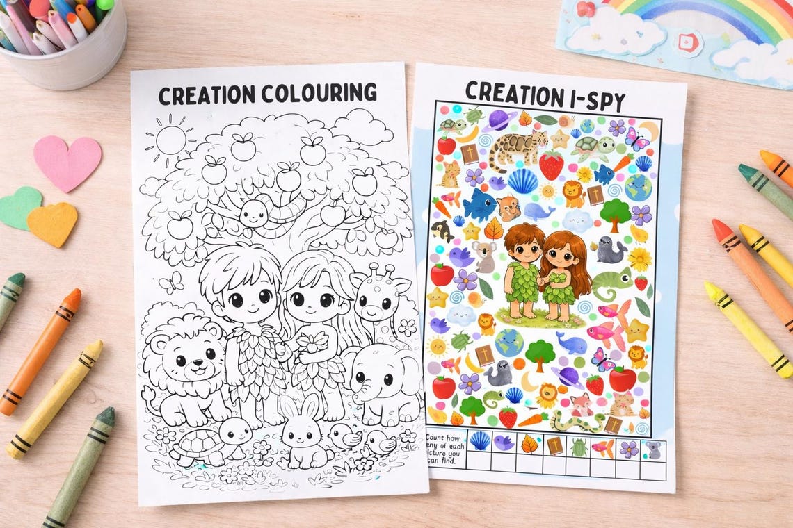 Creation Activity Pack for Kids | Sunday School Bible Worksheets | Days ...