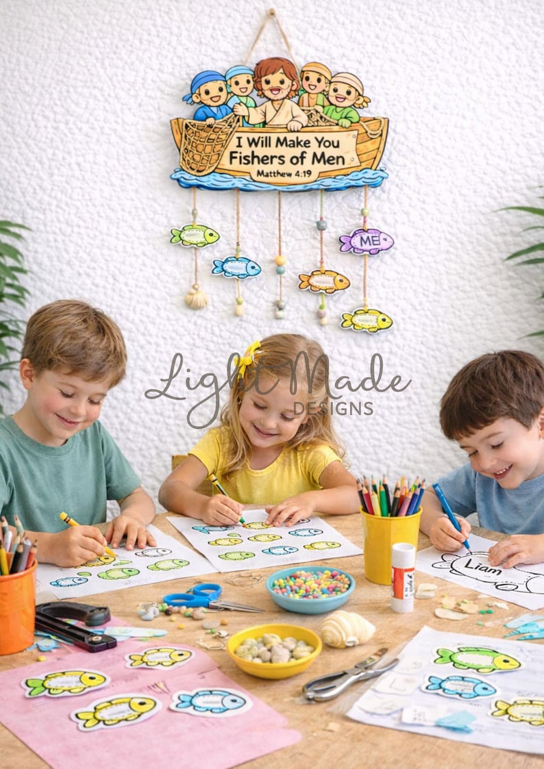 Fishers of Men Mobile Craft | Sunday School Activity (PDF Printable - Etsy