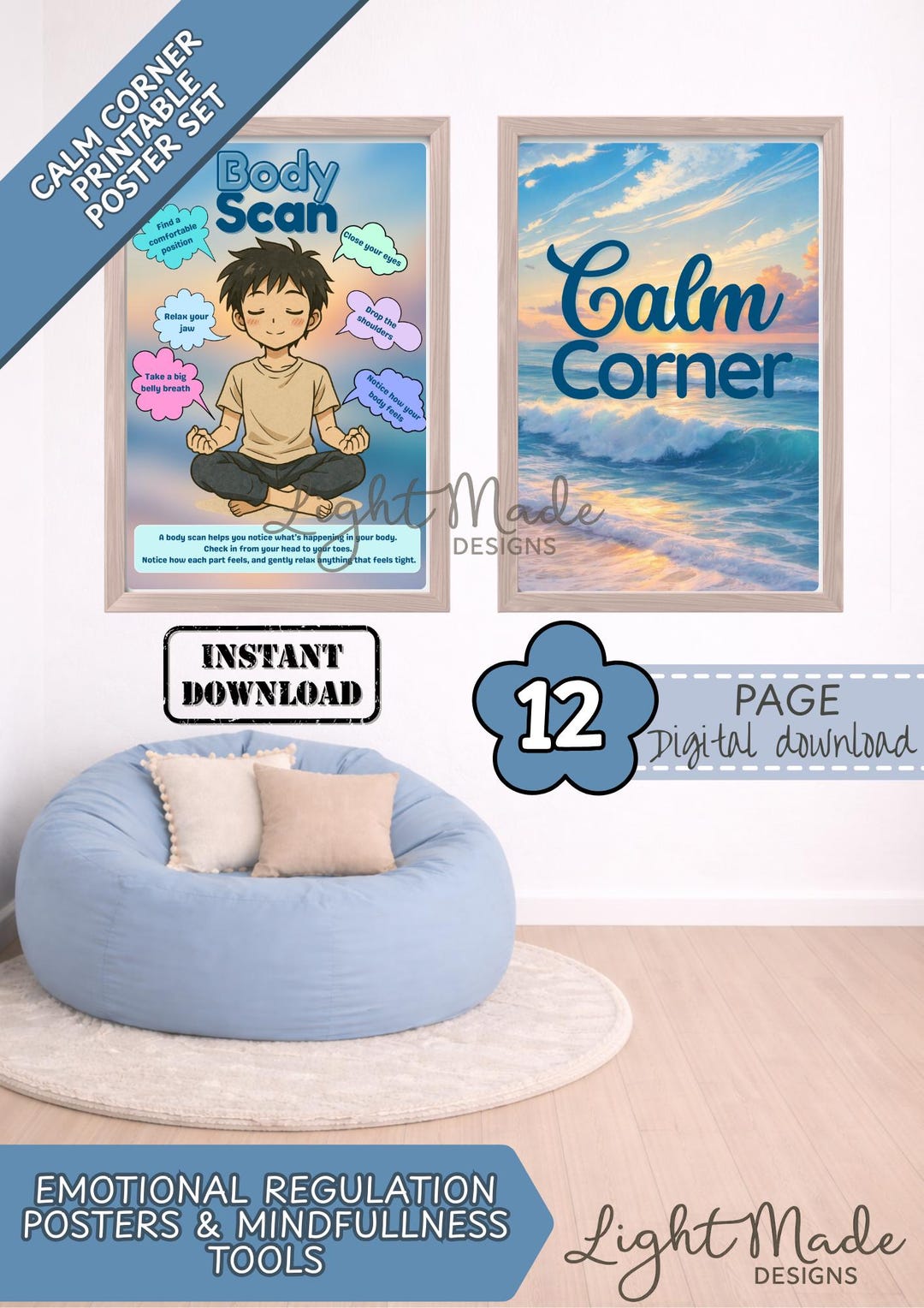 Calm Corner Poster Bundle for Classroom | Check in Sheet & Emotional ...