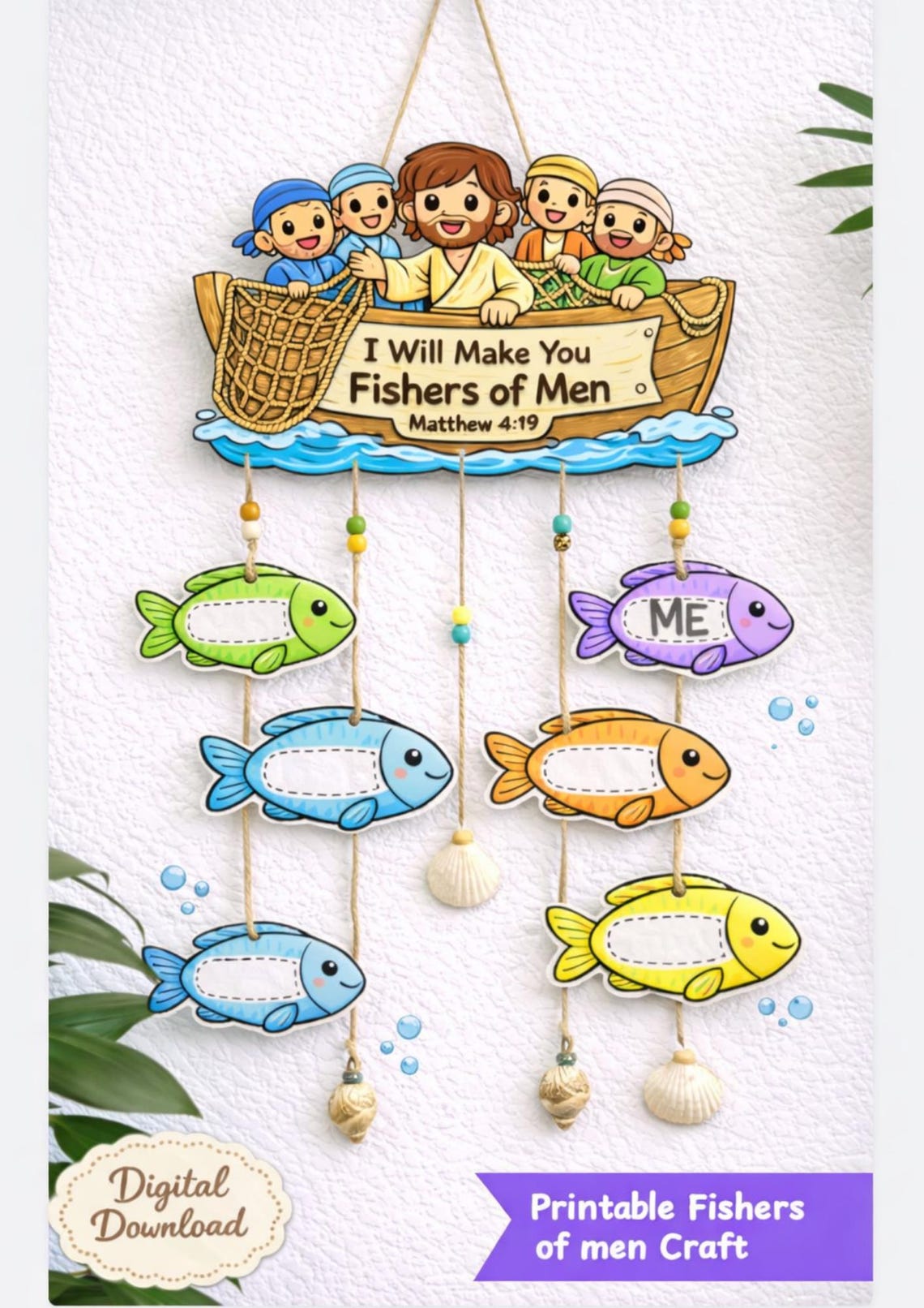 Fishers of Men Mobile Craft | Sunday School Activity (PDF Printable - Etsy