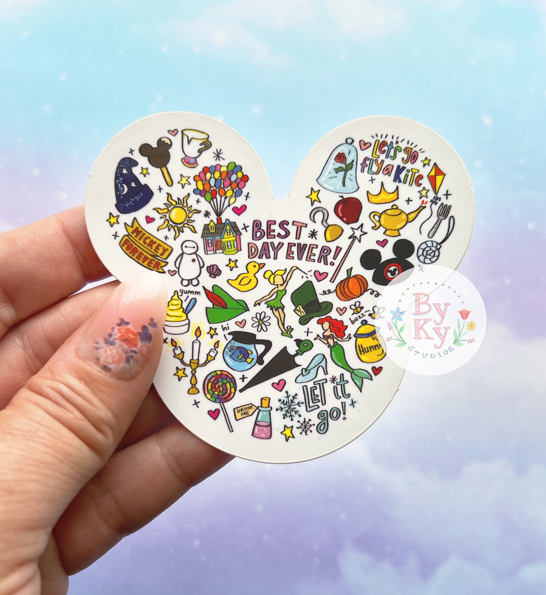 Mickey Minnie Ears Disney Doodle Vinyl Sticker - Etsy