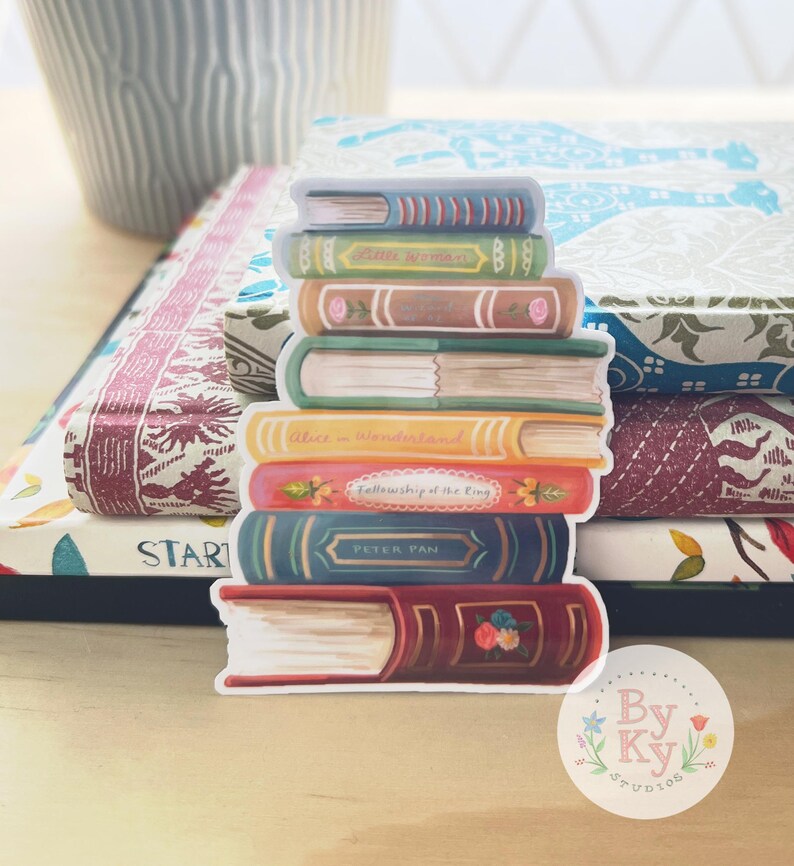 Book Stack Book Lover Bookish Reader Vinyl Sticker Decal - Etsy