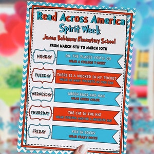 EDITABLE Read Across America Spirit Week Flyer, Reading Week, PTO ...
