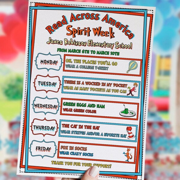 Dr Seuss Spirit Week Flyer - Etsy