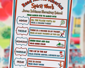 School Spirit Week Schedule, Reading Across America, School Pto ...