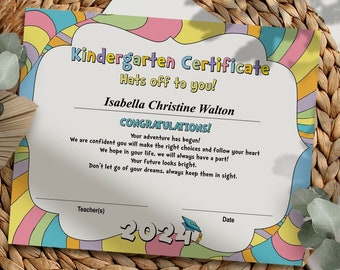 DIY Pastel Rainbow Graduation Certificate Diploma Any Year Edit ...