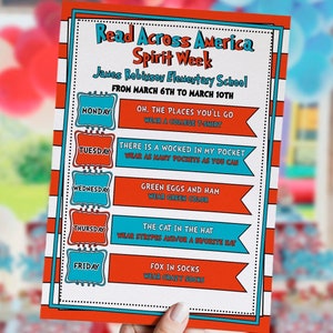 EDITABLE Read Across America Spirit Week Flyer, Reading Week, PTO ...