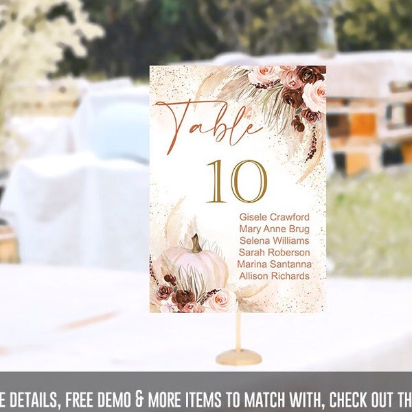 Pumpkin Table Number - Etsy