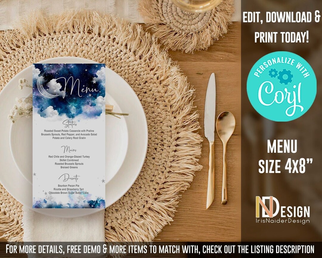 EDITABLE Twinkle Little Star Baby Shower Menu Table Number - Etsy