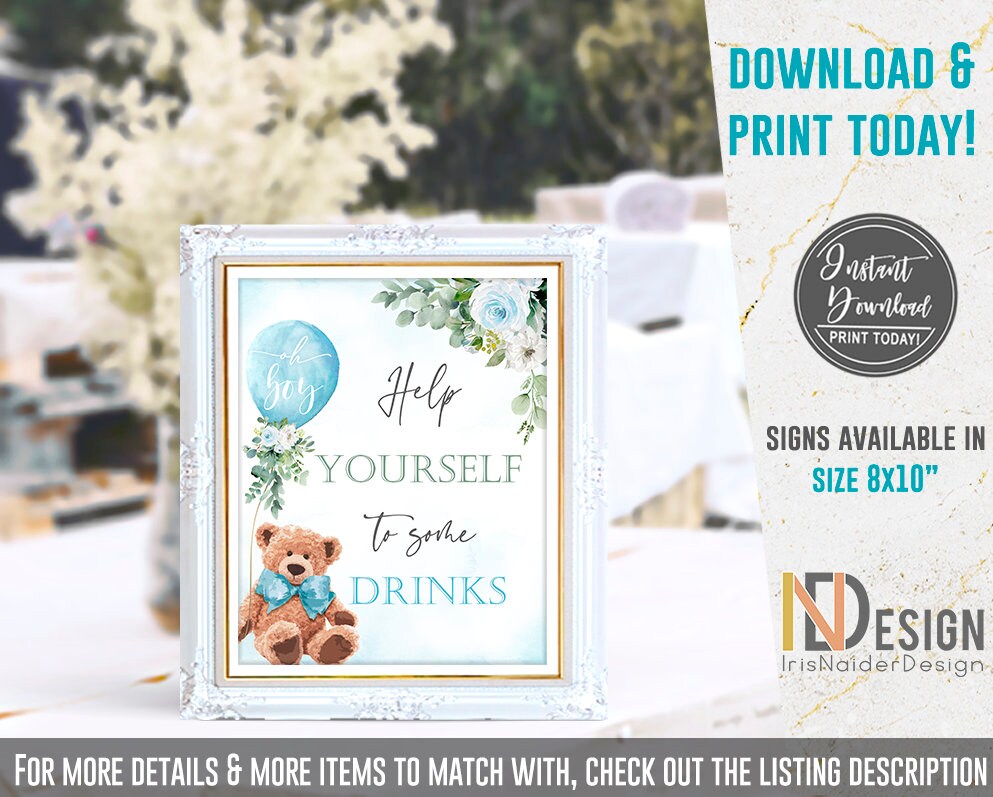 Teddy Bear Baby Shower Table Signs Treat Sign Food Sign - Etsy